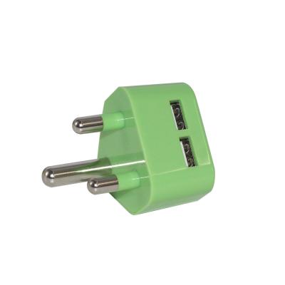 China 5V 2.1A Dual USB Power Adapter with South African India Plug - 110V-240V Input, CB IEC Certified for sale