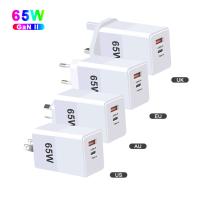 China 65W GaN PD Fast Charger with USB-C Port and Interchangeable US/EU/UK/AU Plugs for Laptops and Phones for sale
