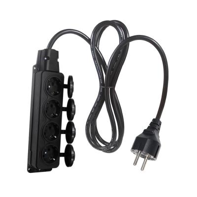 China EU Schuko Type F Plug 4-Outlet Extension Cord 16A 250V for sale