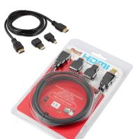 China 1.5m HDMI 3-in-1 Cable with Gold Connectors - HDMI, Mini HDMI, Micro HDMI Male-Male Version 1.4 for sale