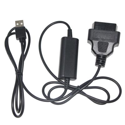 China 9-36V OBD2 16Pin to USB A Male Step Up Cable for Car Diagnostics 5V 2A Output for sale