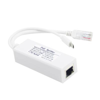 China 48V to 24V 12V 5V POE Splitter with 2.1mm 5.5mm Type C DC Jack 10/100/1000Mbps for sale