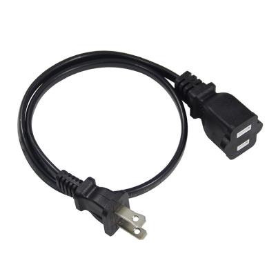 China NEMA 1-15P to NEMA 1-15R AC Power Extension Cord 0.8m 18AWG PVC Jacket for sale