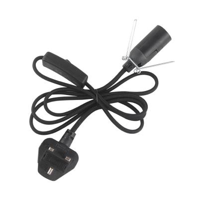 China UK 3 Pin Salt Lamp Power Cord with E14 E27 Holder and Switch 250V 10A for sale
