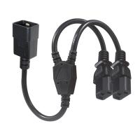 China C20 to Dual C13 Power Splitter Cable 6ft 250V 10A Black PVC IEC Y Splitter for sale