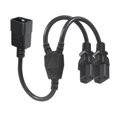 China C20 to Dual C13 Power Splitter Cable 6ft 250V 10A Black PVC IEC Y Splitter for sale