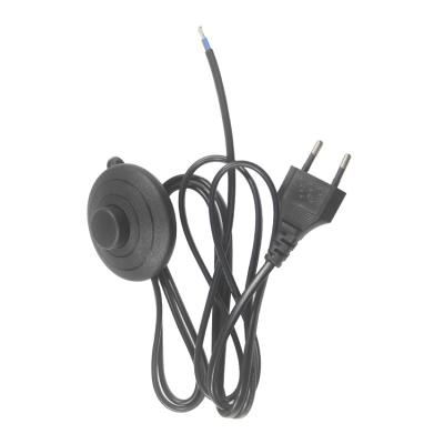 China EU 2-Pin Power Cord with Foot Switch for Salt Lamps 6FT Black 250V 10A for sale