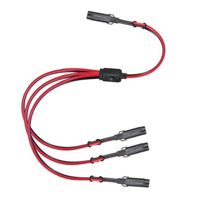 China SAE to SAE Extension Cable 3-Way Splitter 12V 16AWG 2FT with Quick Disconnect Plug for Automotive Power Distribution for sale