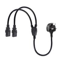 China UK 3Pin to 2x IEC C13 Power Cord H05VV-F 0.75mm2 220V 10A Y Branch Extension Cable for sale