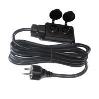 China EU 3pin Male to 2 Female Sockets Extension Cord 1.8m H05VV-F 3G0.75mm² for sale