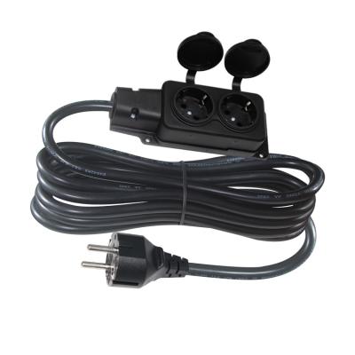 China EU 3pin Male to 2 Female Sockets Extension Cord 1.8m H05VV-F 3G0.75mm² for sale
