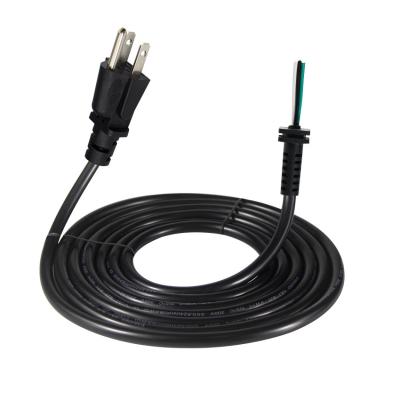 China NEMA 5-15P 3-Prong AC Power Cord 250V 13A Open Wiring Extension Cable for sale