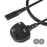 China UK Plug to IEC C7 Power Cord 0.75mm² Black PVC 1.8M for sale