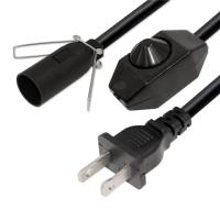 China US 2-Pin Salt Lamp Cord with Dimmer Switch 1.2m Black NEMA 1-15P 120V for sale
