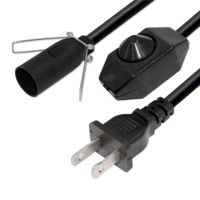 China US 2-Pin Salt Lamp Cord with Dimmer Switch 1.2m Black NEMA 1-15P 120V for sale
