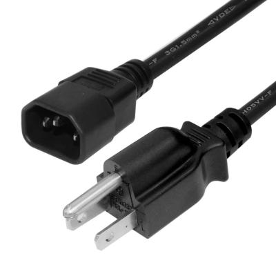 China NEMA 5-15P to C14 Extension Cord 10A 125V 16AWG PVC US IEC Power Cable for sale