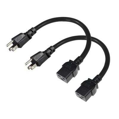 China NEMA 5-15P to IEC C19 Power Cable 250V 10A Male to Female Extension Cord for sale
