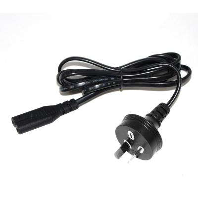 China AU 2P Plug to IEC60320 C7 Power Cord SAA 250V 7.5A Flat PVC Jacket Pure Copper for Laptop Home Appliance for sale
