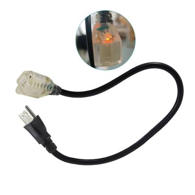 China NEMA 5-15P to 5-15R Power Extension Cord 18AWG 1.8M Black SJT SVT for sale