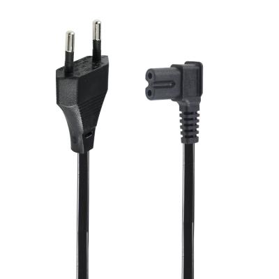 China EU 2Pin to Angled C7 Power Cord 2.5A 250V VDE Approved PVC Rubber 0.8M for sale
