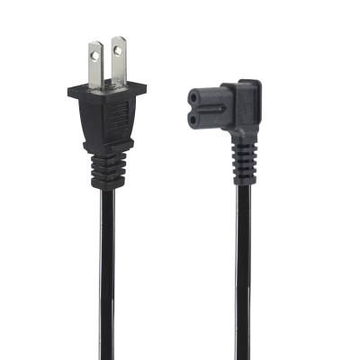 China Right Angle US 2 Pin to C7 Power Cord 125V 10A 1.2M Black for sale