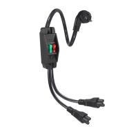 China NEMA 5-15P Right Angle to Dual IEC C5 Power Splitter with Switch 125V 10A for sale