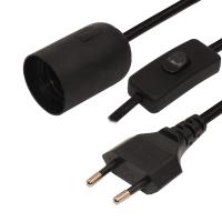 China EU Plug E27 Bulb Holder Cable with 303 Switch 1.5m 220-240V Indoor Lighting for sale