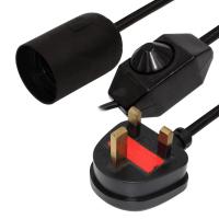 China UK Plug E27 Dimmable Lamp Holder Cable with Rotary Switch 110V-240V for sale