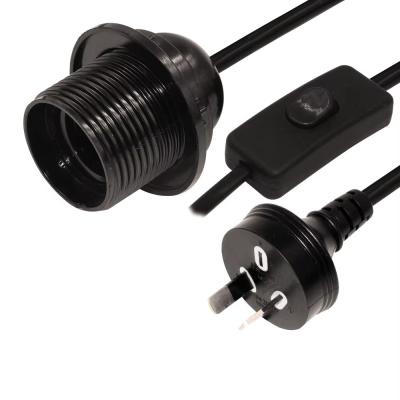 China Waterproof E26 Lamp Holder Power Cord AU Plug with 303 Switch 250V 10A for Indoor Outdoor Lighting for sale