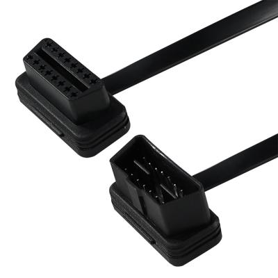 China OBD-II 16-Pin Flat Ribbon Extension Cable 3ft Male to Female for Vehicle Diagnostics for sale