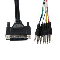 China DB-25 to 6.35mm TS Audio Breakout Cable Shielded 28AWG 4ft for Professional Audio for sale