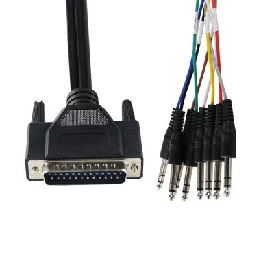 China DB-25 to 6.35mm TS Audio Breakout Cable Shielded 28AWG 4ft for Professional Audio for sale