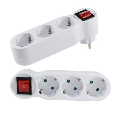 China EU Power Strip 3 Outlets 2500W with Red Toggle Switch Flame Retardant ABS for sale