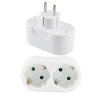 China Dual Outlet EU Plug Power Adapter 250V 10A Travel Socket Converter for sale