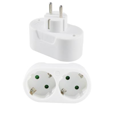 China Dual Outlet EU Plug Power Adapter 250V 10A Travel Socket Converter for sale