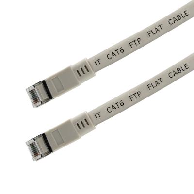 China CAT6 Flat FTP Shielded Ethernet Patch Cord 26AWG 1Gbps RJ45 Snagless Network Cable for sale
