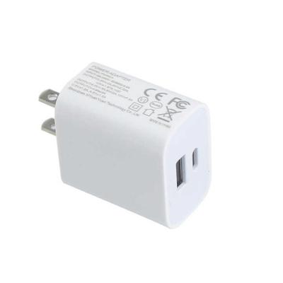 China 18W Dual USB Wall Charger US 2-Pin Type-C USB-A Fast Charging Power Adapter 100-240V for sale