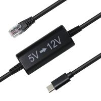 China USB-C to RJ45 Power Injector Cable 5V to 12V Step-Up Adapter for IP Cameras 3FT for sale