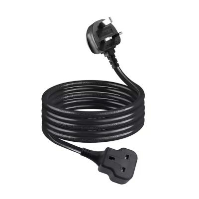 China UK 3-Pin Male to Female Power Extension Cord 1.2M Black H05VV-F 250V 10A for sale