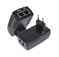 China EU Plug 48V PoE Injector IEEE 802.3af/at 15.4W for IP Cameras Wireless APs for sale