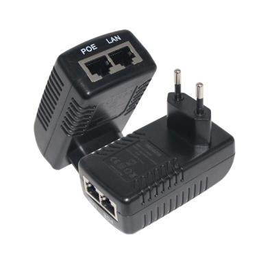China EU Plug 48V PoE Injector IEEE 802.3af/at 15.4W for IP Cameras Wireless APs for sale