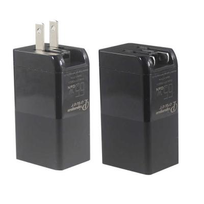 China 65W US Plug Dual-Port USB Charger USB-C and USB-A Fast Wall Charger for Laptop Phone Tablet for sale