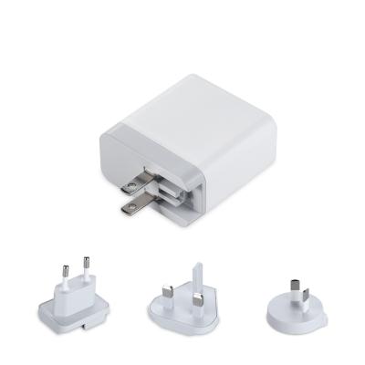 China 60W GaN USB Wall Charger 4 Port USB-A USB-C Interchangeable Plugs 100-240V for sale