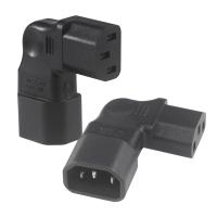 China QIUCABLE IEC C14 to C13 Left Angle Adapter 90 Degree 10A 250V Pure Copper PVC for sale