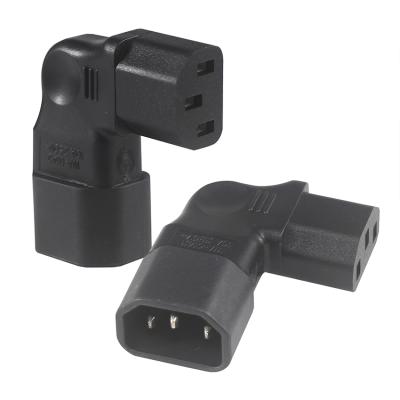 China QIUCABLE IEC C14 to C13 Left Angle Adapter 90 Degree 10A 250V Pure Copper PVC for sale