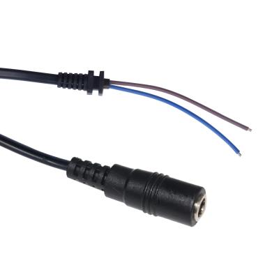 China 12V DC Female Barrel Connector to Tinned Wire Pigtail Cable 5.5mm x 2.1mm with 1.2M-3M Length Options and 5A Current Rating for sale