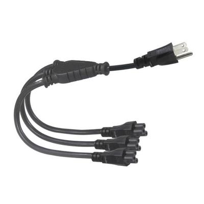 China NEMA 5-15P to 4-Way IEC C5 Power Splitter Cord 125V 10A for Laptops for sale