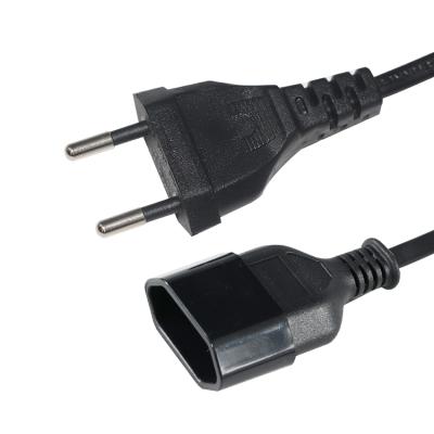 China EU 2-Pin Extension Cord 1.2M Black PVC Power Cable for sale