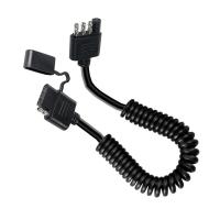 China 4-Pin Coiled Trailer Light Extension Cable Weatherproof 1.2M Black for sale