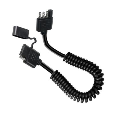 China 4-Pin Coiled Trailer Light Extension Cable Weatherproof 1.2M Black for sale